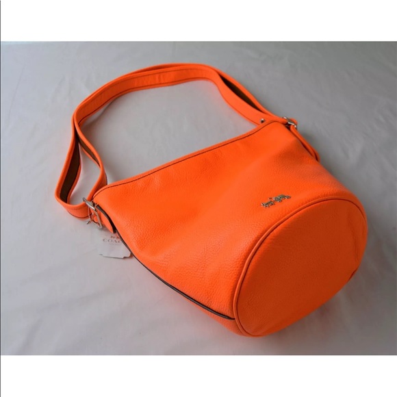 Coach | Bags | Coach Neon Orange Leather Mini Duffle Nwt | Poshmark